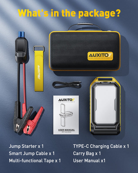 AUXITO Portable Auto Jump Starter with Dual-Panel LED Engine Bay Light