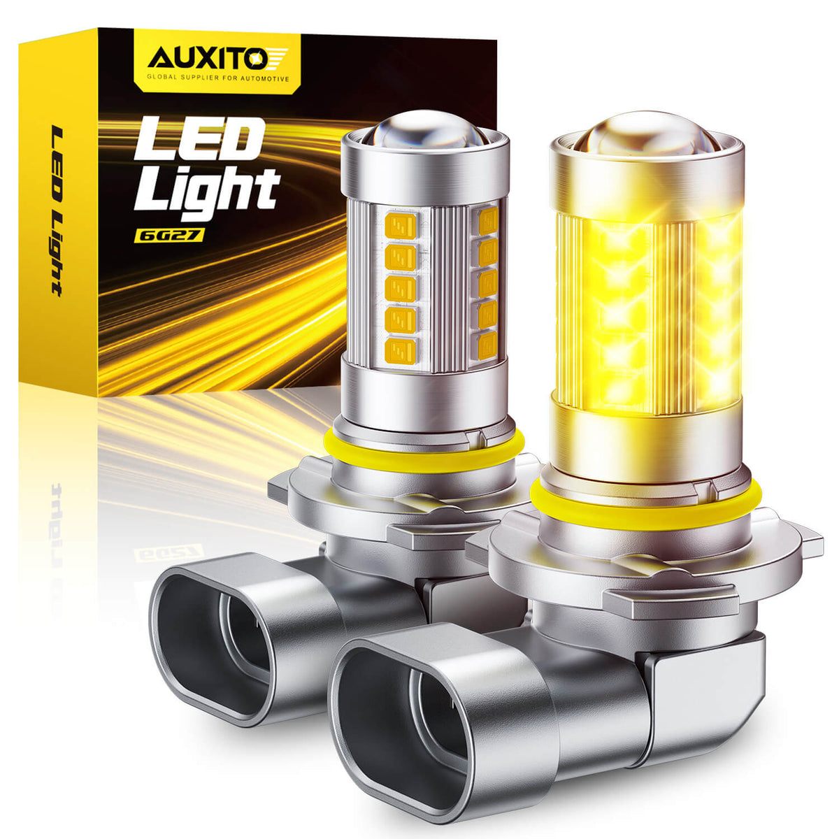 HB4/9006 LED Fog Light Bulbs – 27 CSP Chips, 3000K Yellow, 360° Full I ...