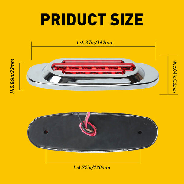 2PCS 16-Leds Oval LED Side Marker Lights Chrome Bezel for 12V Heavy Tr ...