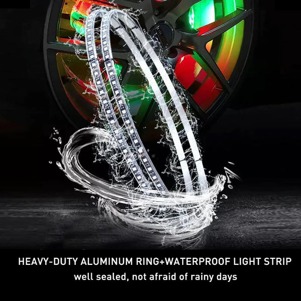 4*15.5 inch LED Wheel Ring Lights Kit RGB Color Brake Chasing Turn Sig ...