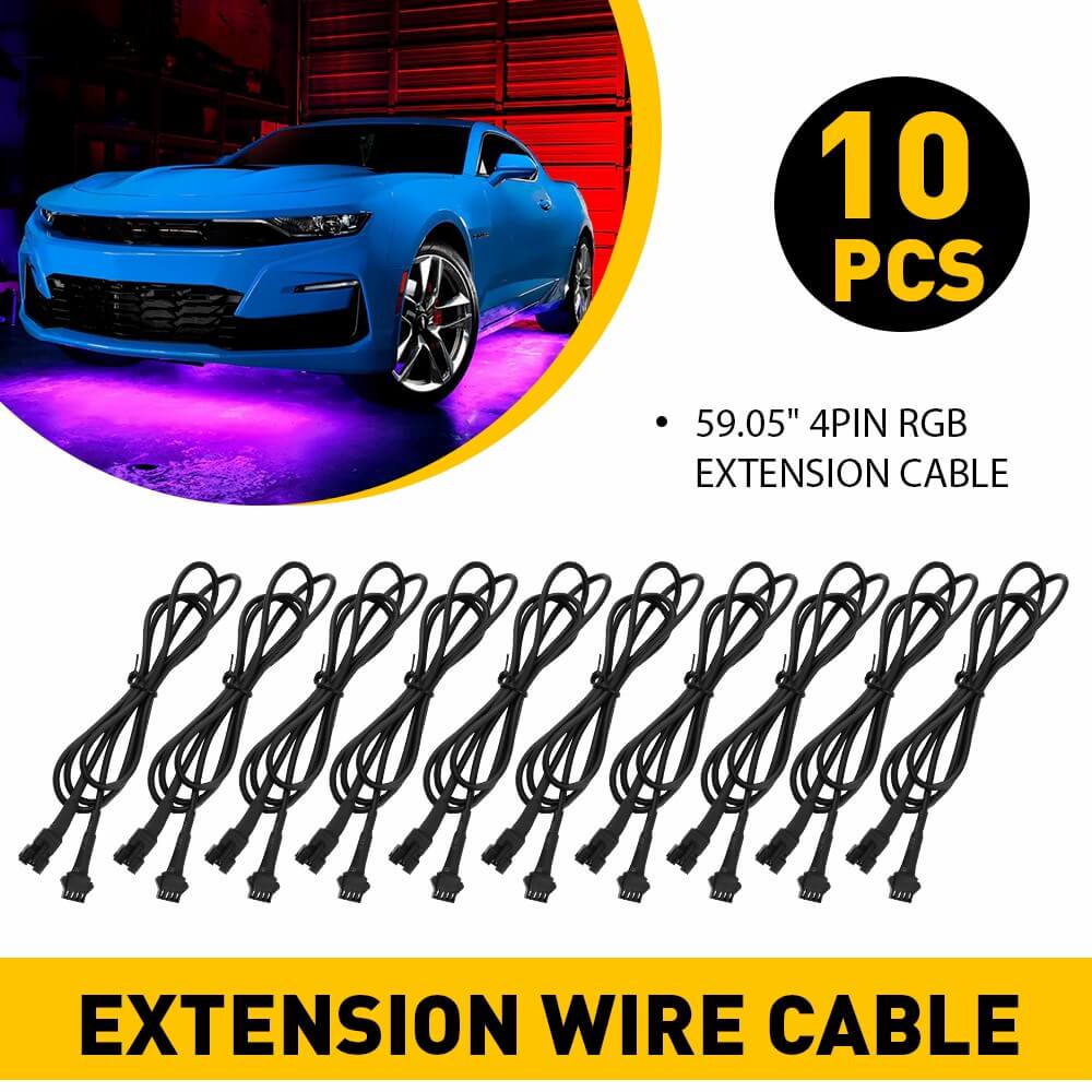 4 Pin Extension Wire Cable Connector For RGB LED Strip Rock Lights Glo ...
