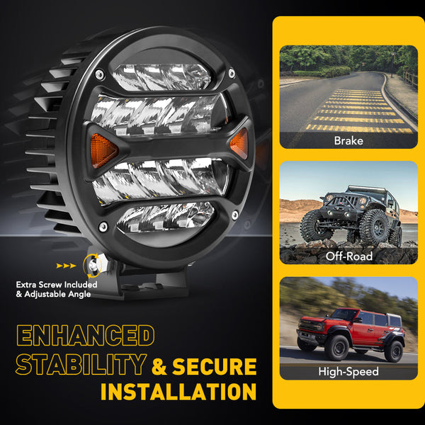 AUXITO 7" LED Pod Lights - 200w 24000lm Driving Lights White Spot Flood ...