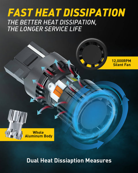 AUXITO CANBUS 7443 7444NA Switchback LED Bulbs with Built-in Resistor