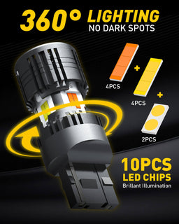 AUXITO CANBUS 7443 7444NA Switchback LED Bulbs with Built-in Resistor