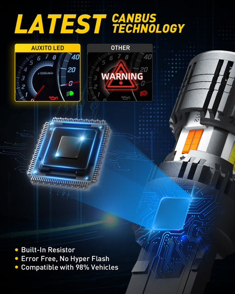 AUXITO CANBUS 7443 7444NA Switchback LED Bulbs with Built-in Resistor