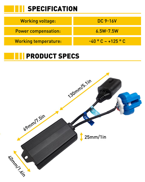 9007 HB5 Canbus Decoder Anti-Flicker Harness LED Bulbs Decoder Error F ...