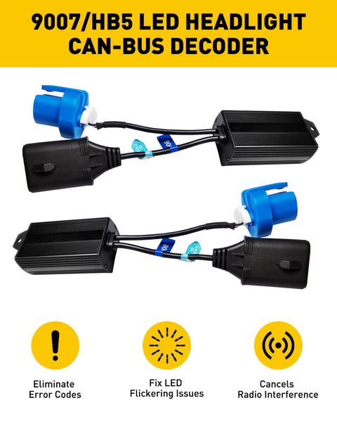 9007 HB5 Canbus Decoder Anti-Flicker Harness LED Bulbs Decoder Error F ...