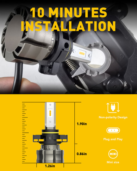 AUXITO 5202 LED Fog Light Bulbs, 3000K Amber Yellow 6000 Lumen Plug And ...