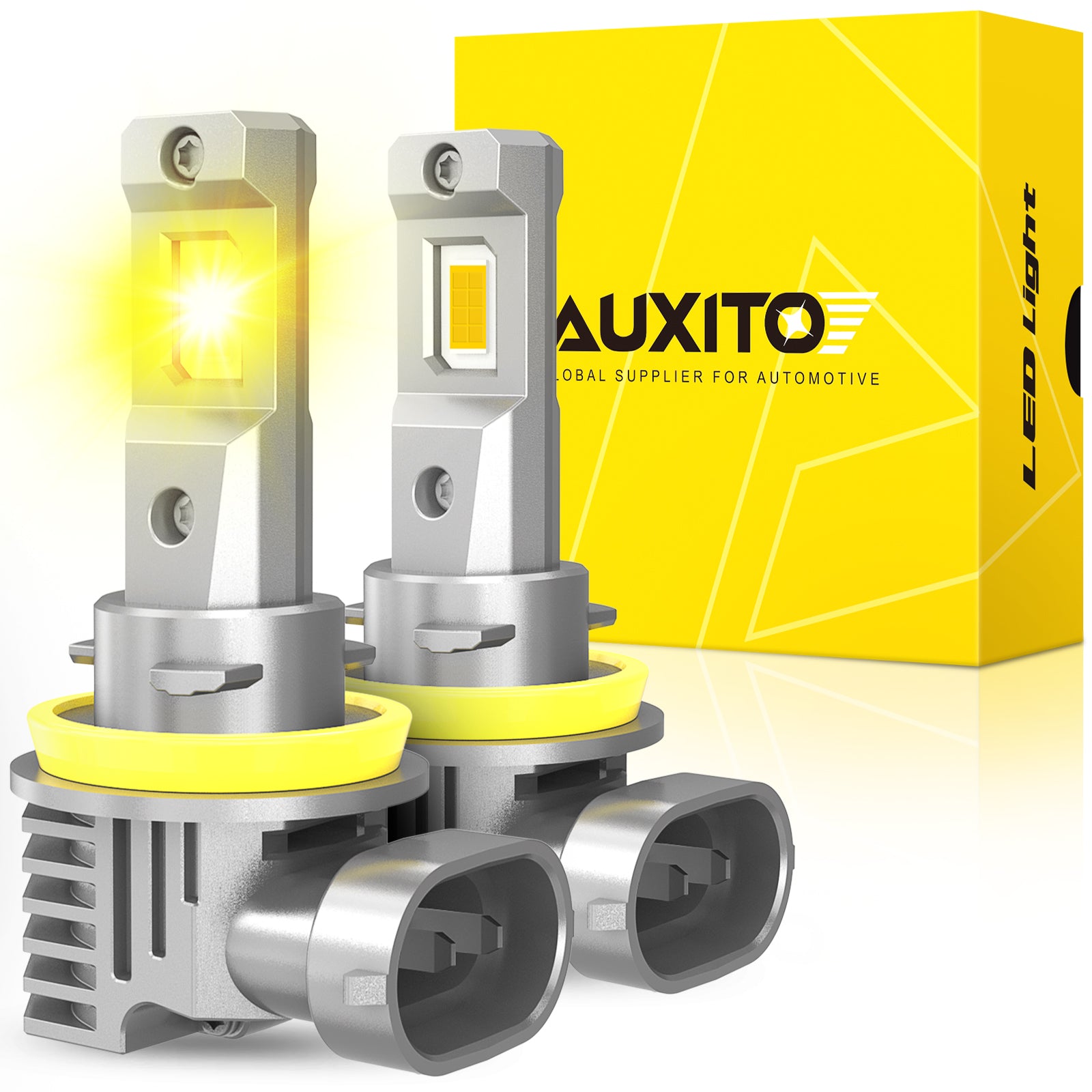 AUXITO H11/H8/H16 LED Fog Light Bulbs, 3000K Amber Yellow, 600% Bright