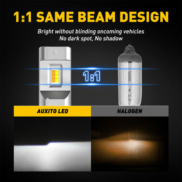 AUXITO H11 H8 H9 LED Fog Light Bulb 300% Brighter Fanless, 6000K White