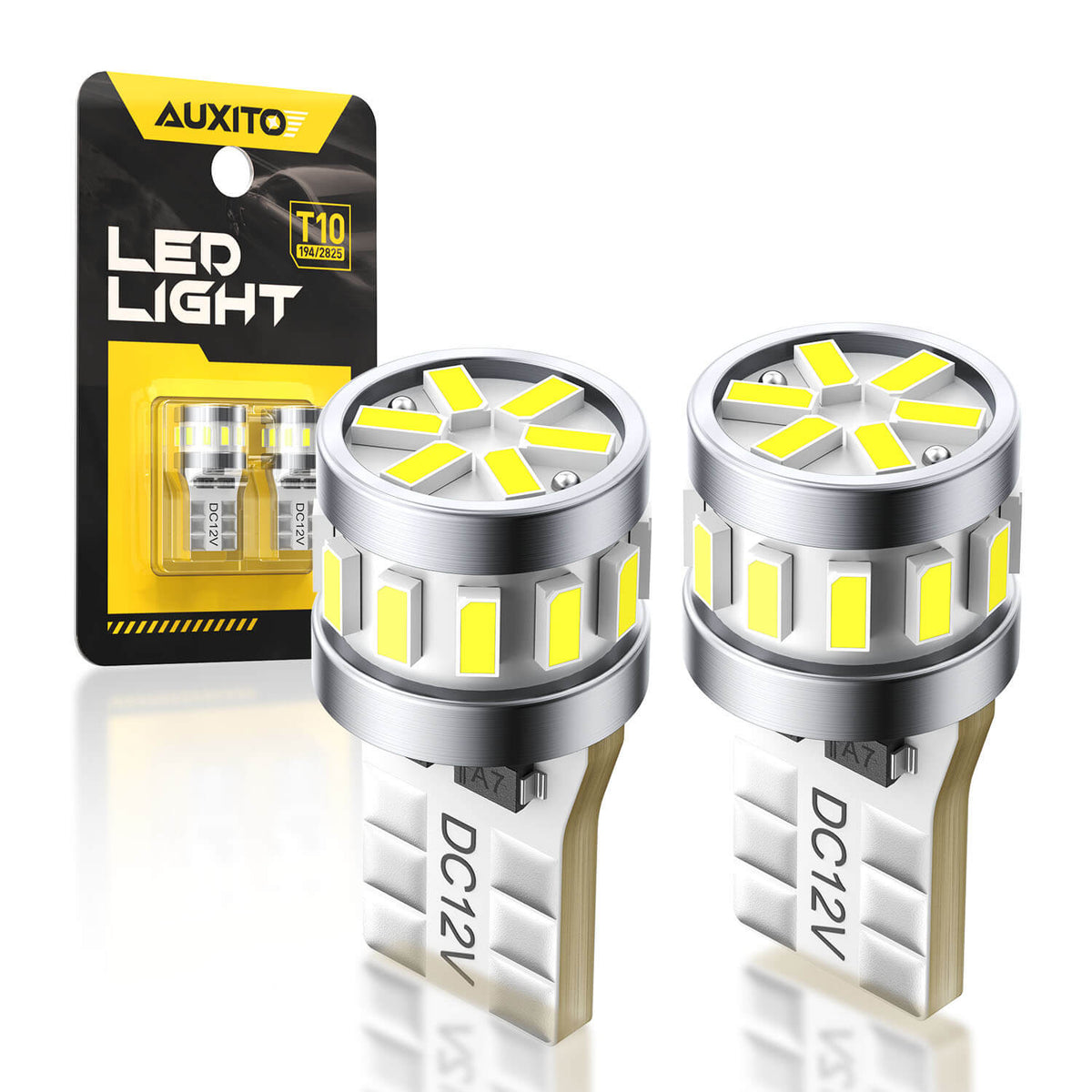 AUXITO Newest T10 W5W 194 168 LED Bulbs – 6500K White, Canbus Error-Fr