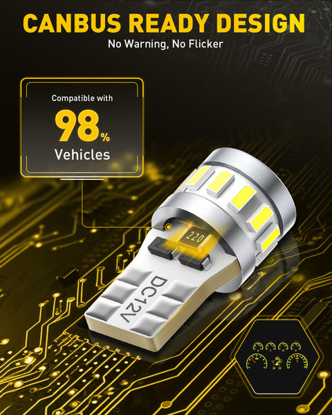 AUXITO Newest T10 W5W 194 168 LED Bulbs – 6500K White, Canbus Error-Fr