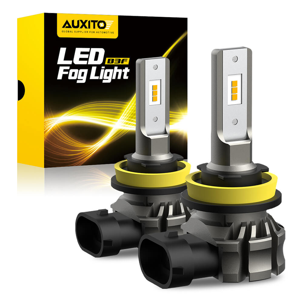 H11 H8 H9 LED Fog Light Bulbs, Fanless Design, 6000 Lumens 3000K Amber — AUXITO