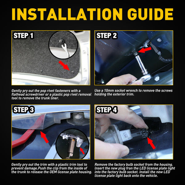 LED License Plate Lights Tag Light Lamp Assembly for Toyota Sienna / C ...