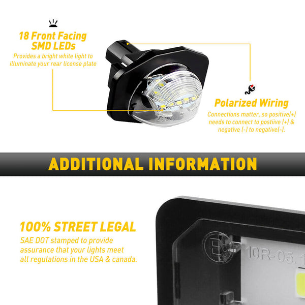 LED License Plate Lights Tag Light Lamp Assembly for Toyota Sienna / C ...