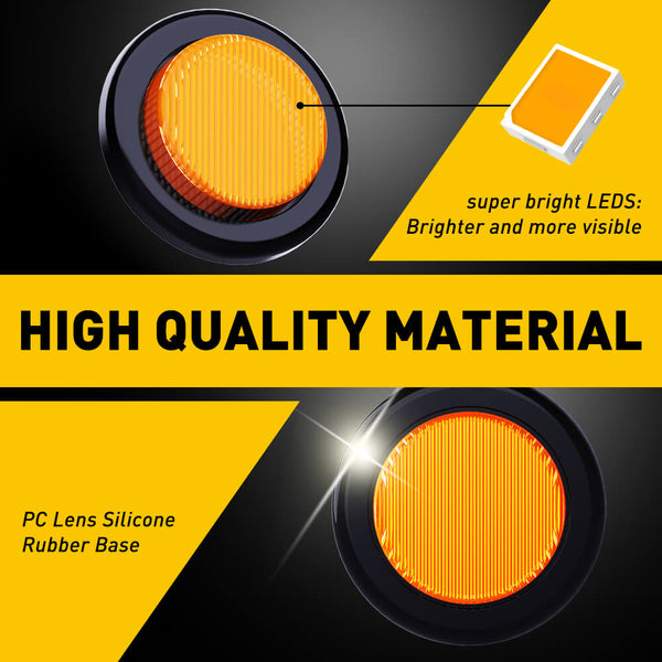 10PCS 2inch Round Trailer Side Marker Lights Clearance Indicator Light ...