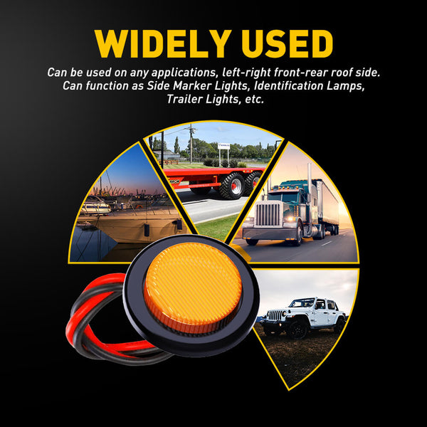 10PCS 2inch Round Trailer Side Marker Lights Clearance Indicator Light ...