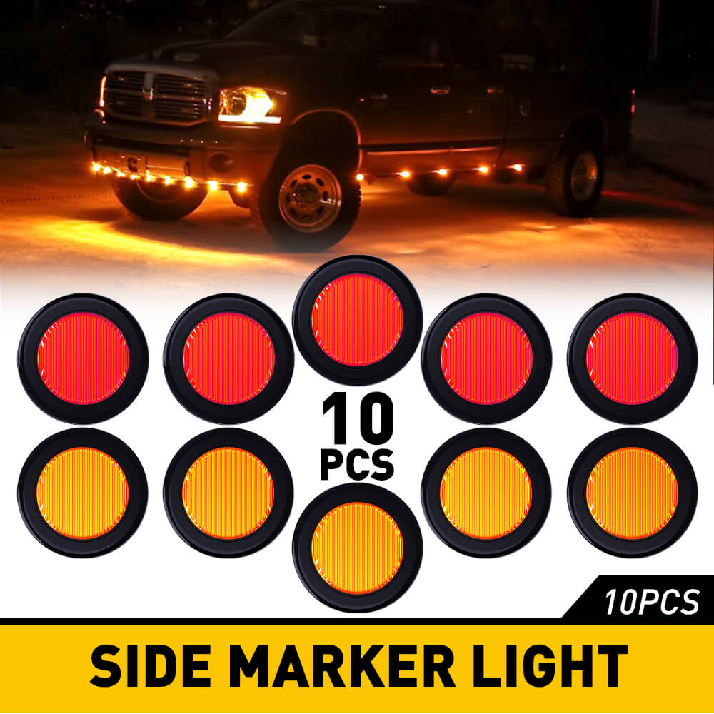 10PCS 2inch Round Trailer Side Marker Lights Clearance Indicator Light ...