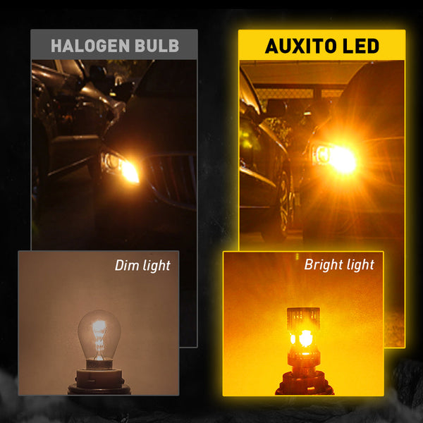 1156, 7506, P21W, BA15S LED Turn Signal Light Bulbs CANbus Error Free | Amber Yellow — AUXITO