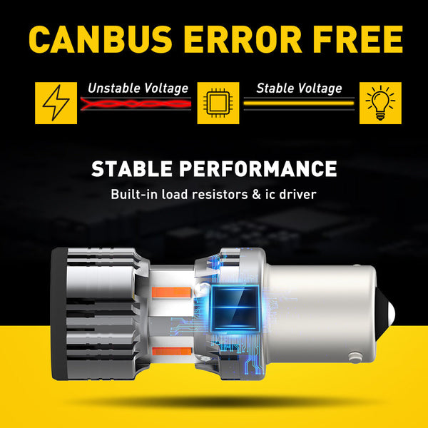 7507/BAU15S Amber Yellow LED Turn Signal Light Bulbs With Build-in Loa — AUXITO