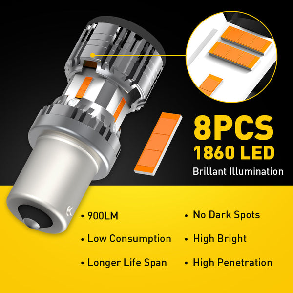 7057/bau15s Amber Yellow LED Turn Signal Light Bulbs With Build-in Lo ...