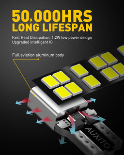 AUXITO 194 LED Bulb 6000K White 168 2825 W5W T10 Wedge 14-SMD Interior