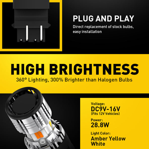 3157 Switchback Dual-Color Turn Signal LED Bulbs — AUXITO