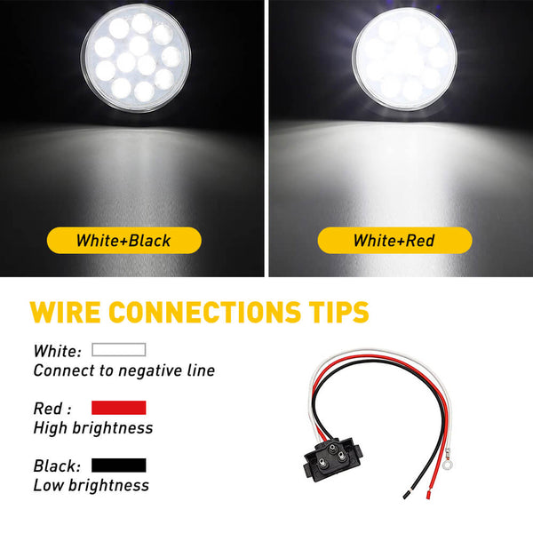 4inch 12 LED Round Tail Lights Kit Including 3-pin Waterproof Plug Rea ...