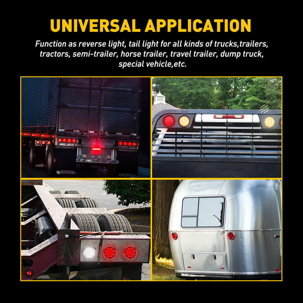 4inch 12 LED Round Tail Lights Kit Including 3-pin Waterproof Plug Rea ...