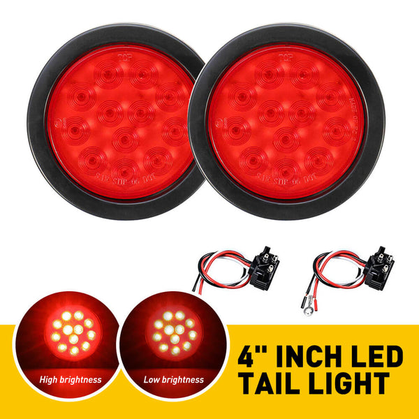 4inch 12 LED Round Tail Lights Kit Including 3-pin Waterproof Plug Rea ...