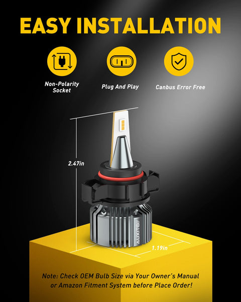 5202 LED Bulb 5201 LED Fog Light Bulb 3000K Amber Yellow CSP Chips 30W ...