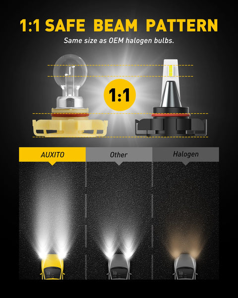 5202 LED Bulb 5201 LED Fog Light Bulbs, 6500K Cool White with CSP LED ...
