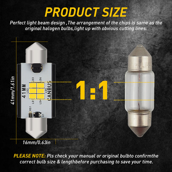 578 LED Bulb 211-2 Error Free 212-2 41MM 42MM Festoon LED Bulbs for Do ...