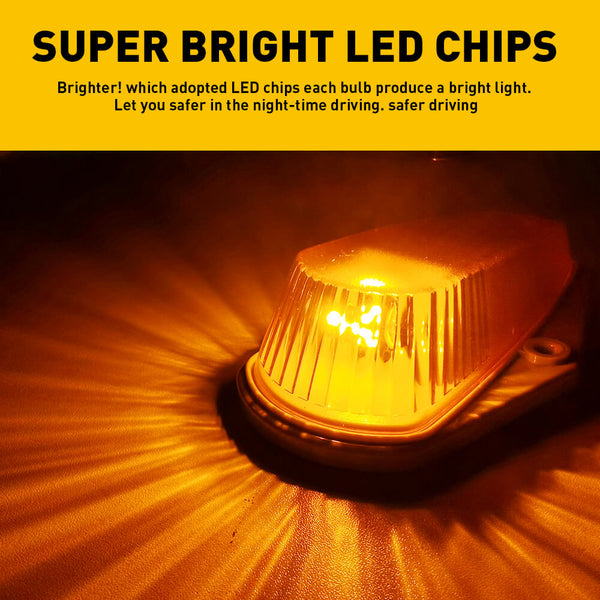5Pcs Smoked/Yellow Len LED Truck Cab Roof Marker Light for 73-97 Ford ...