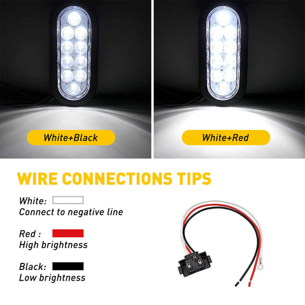 6inch 10 LED Oval Tail Lights Kit Including 3-pin Waterproof Plug Rear ...