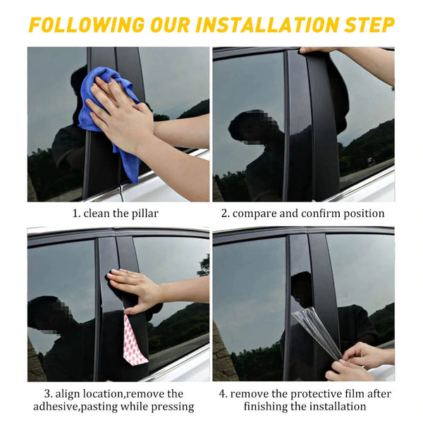 Car Window B Pillar Post Trim 6Pcs Compatible with 06-11/16-20 Civic ...