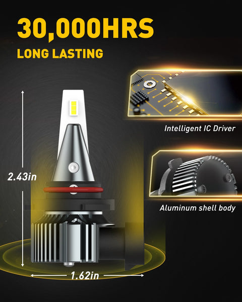 AUXITO 9145 LED Bulb 9140/H10 LED Fog Light Bulb 6000LM with CSP LED C