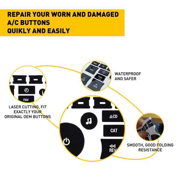 AC/Radio Dash Button Repair Kit, Fixing Ruined Faded Buttons Sticker F ...