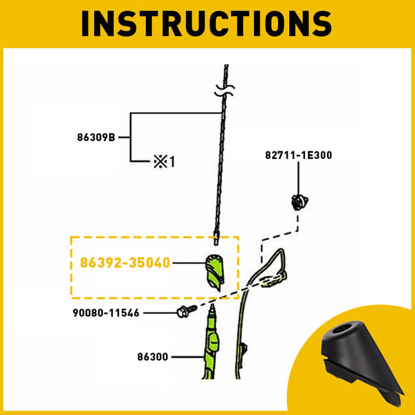 Antenna Base Bezel for 2010-2014 Toyota 4runner Rubber Antenna Ornamen ...