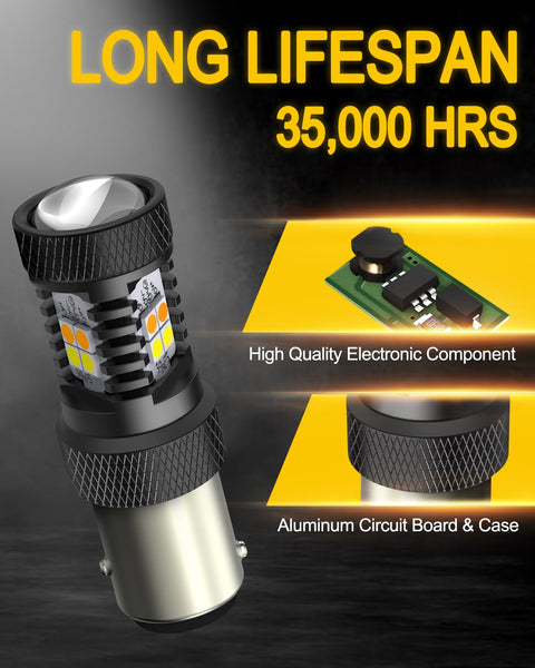 1157 LED Switchback Bulb, Dual Color White/Amber — AUXITO