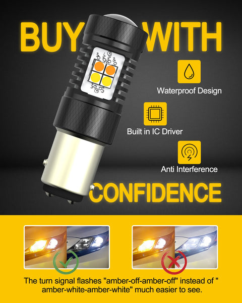 1157 LED Switchback Bulb, Dual Color White/Amber — AUXITO