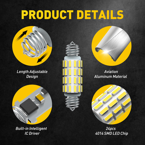 AUXITO Spring Retractable 578 LED Bulb Festoon 211-2 212-2 Light Bulb