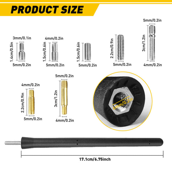 Black Universal Antenna Toppers Waterproof PVC Rubber Retrofit Antenna ...