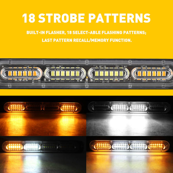 Emergency LED Strobe Lights, 18 Flash Modes Flashing Strobe Light Bar — AUXITO