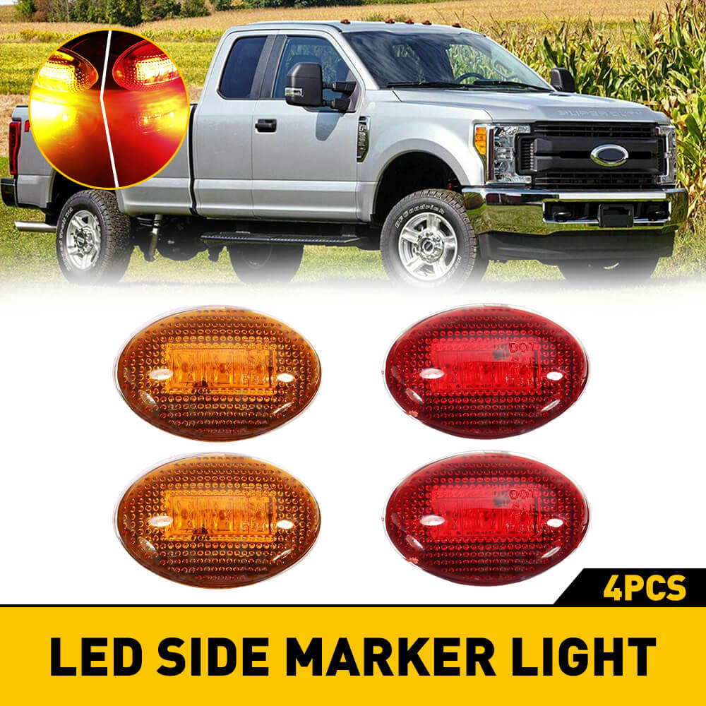Amber/Red LED Side Marker Lights For 1999-2010 Ford F350 F450 F550 Sup ...