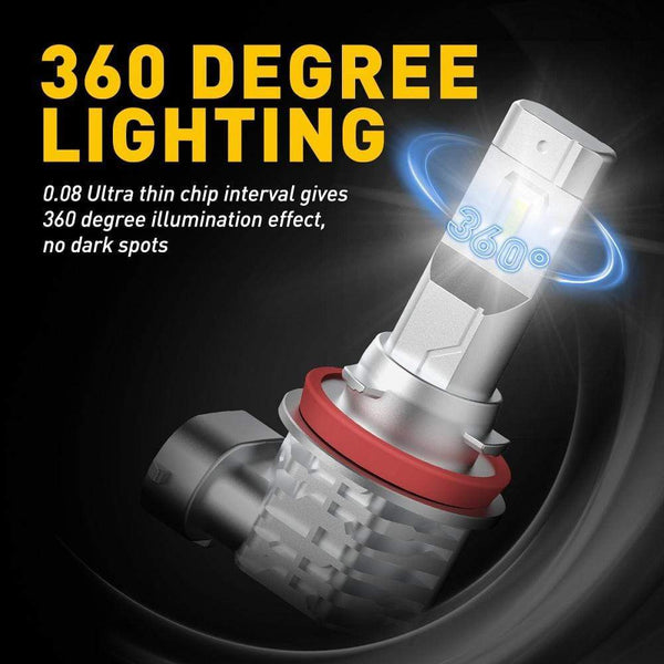 H11 LED Fog Light Bulb Fanless, 6000LM Per Set, 6500K Cool White, CSP ...