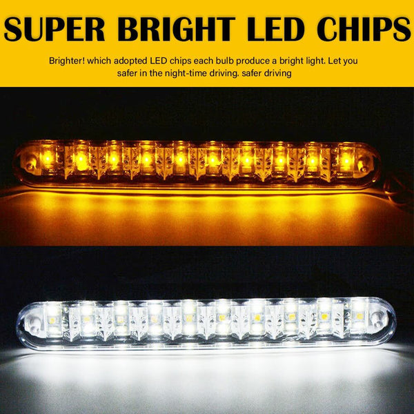 Universal LED Daytime Running Lights DRL Kit White Light with Amber Tu ...