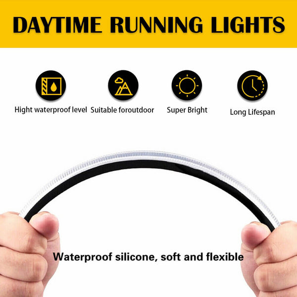 LED Daytime Running Light Strips White DRL with Sequential Amber Turn ...