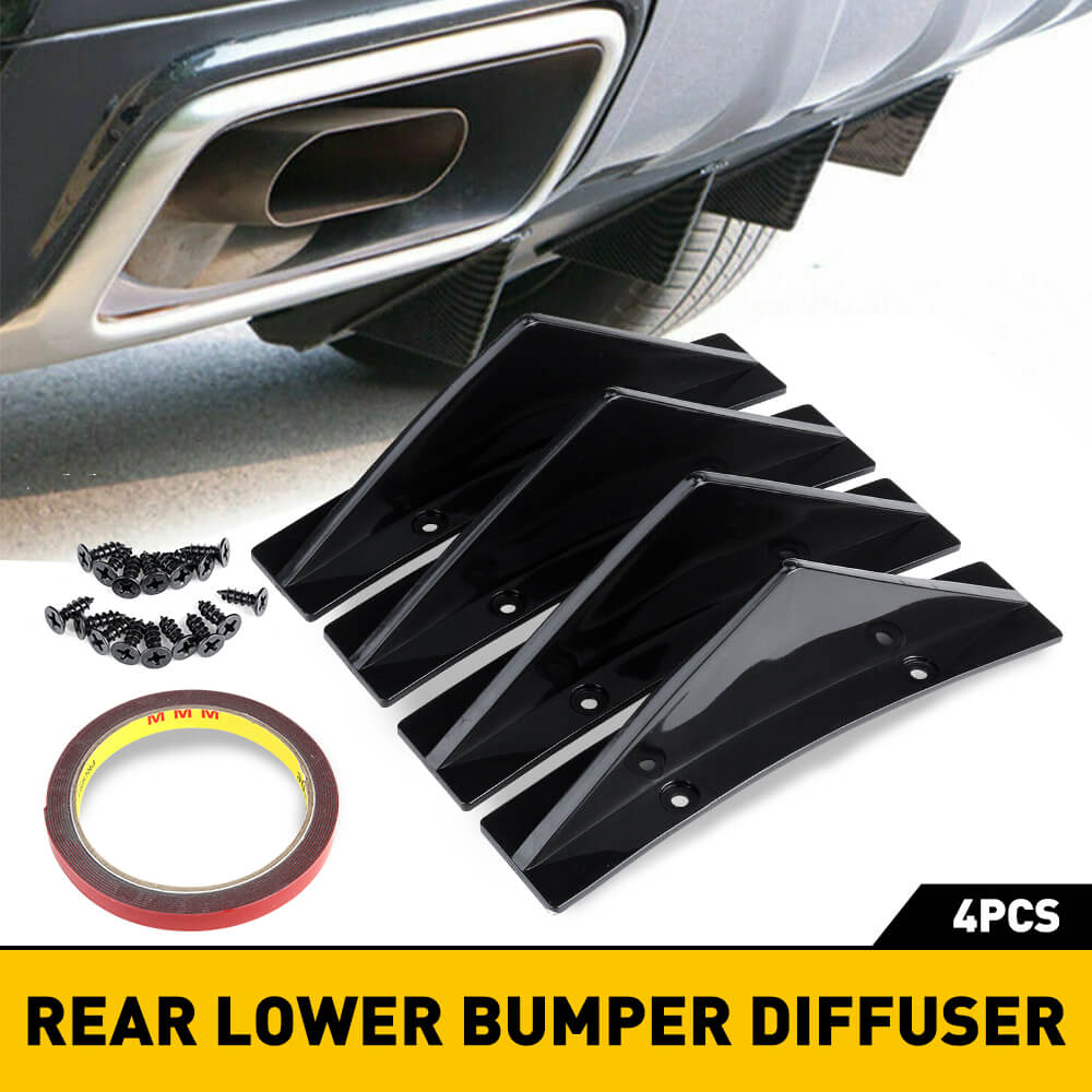 Universal Black/Carbon Fiber Shark Fin Rear Bumper Diffuser for Cars 4 ...