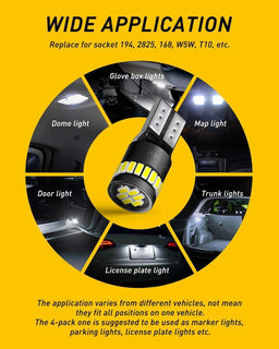 194 LED Bulb, 6000K White for Car LED Interior Light license plate lig ...